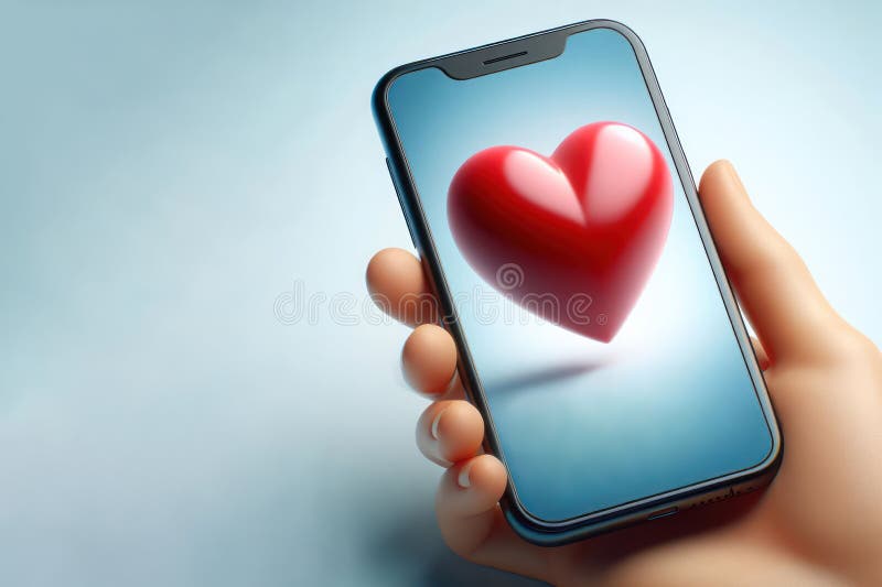 Love Heart on the Screen of a Smartphone. Space for Text. Stock ...