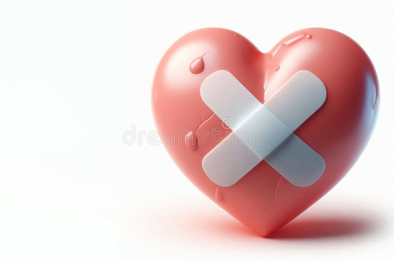 A Love Heart Sealed with a Plaster. Space for Text. Stock Image - Image ...