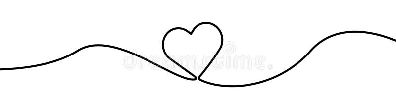 Love Heart Shape Drawing by Continuos Line, Thin Line Design Stock ...