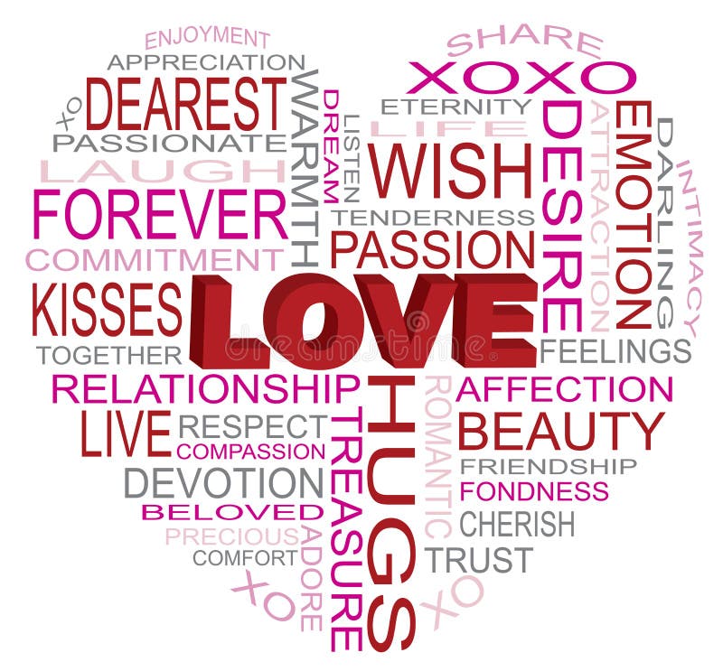 Love Heart Shape Word Cloud Illustration Stock Vector - Illustration of ...