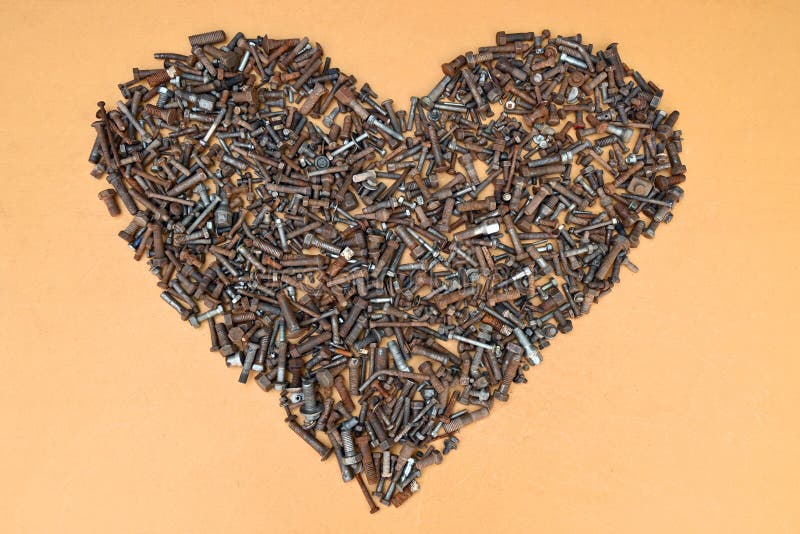 Love Heart Steel Hex Nut Rusty Ocher Stock Image - Image of ...