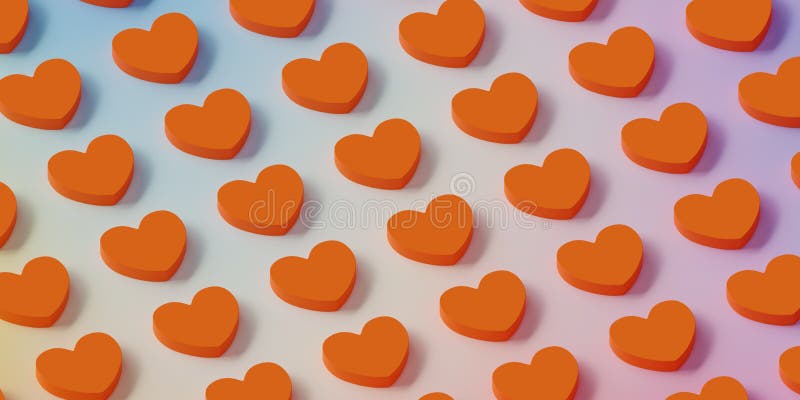 Love Heart Symbol Array Pattern, 3d Rendering Stock Illustration ...