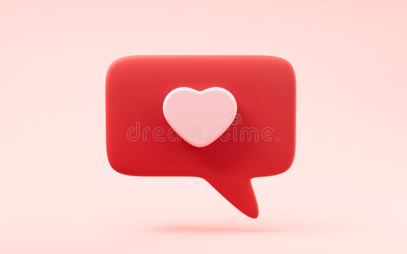 Love Heart and Talk Bubble, 3d Rendering Stock Illustration ...