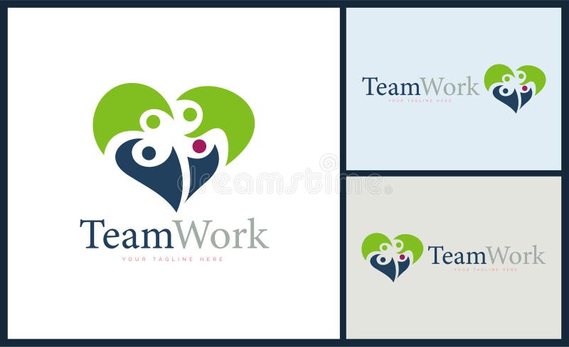 Love Heart Team Work Connection Logo Design Template Stock Vector ...