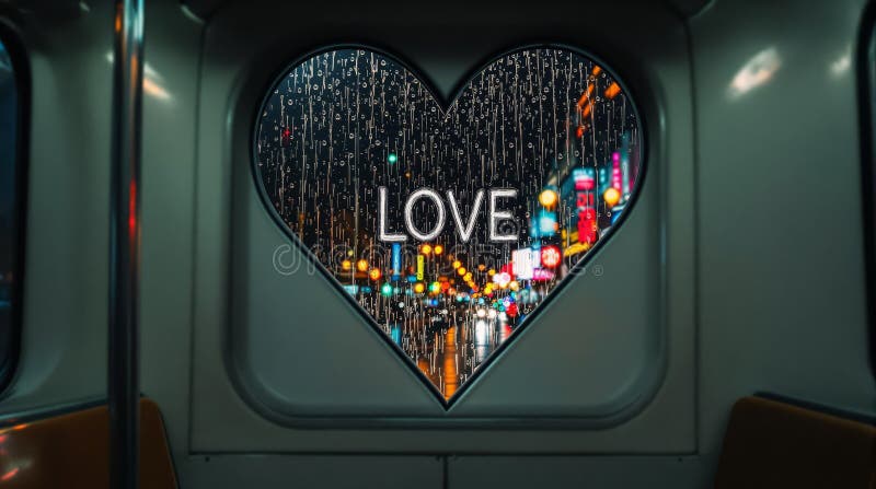 Heartfelt Display: Window of Love with Twinkling Lights, Generative Ai ...