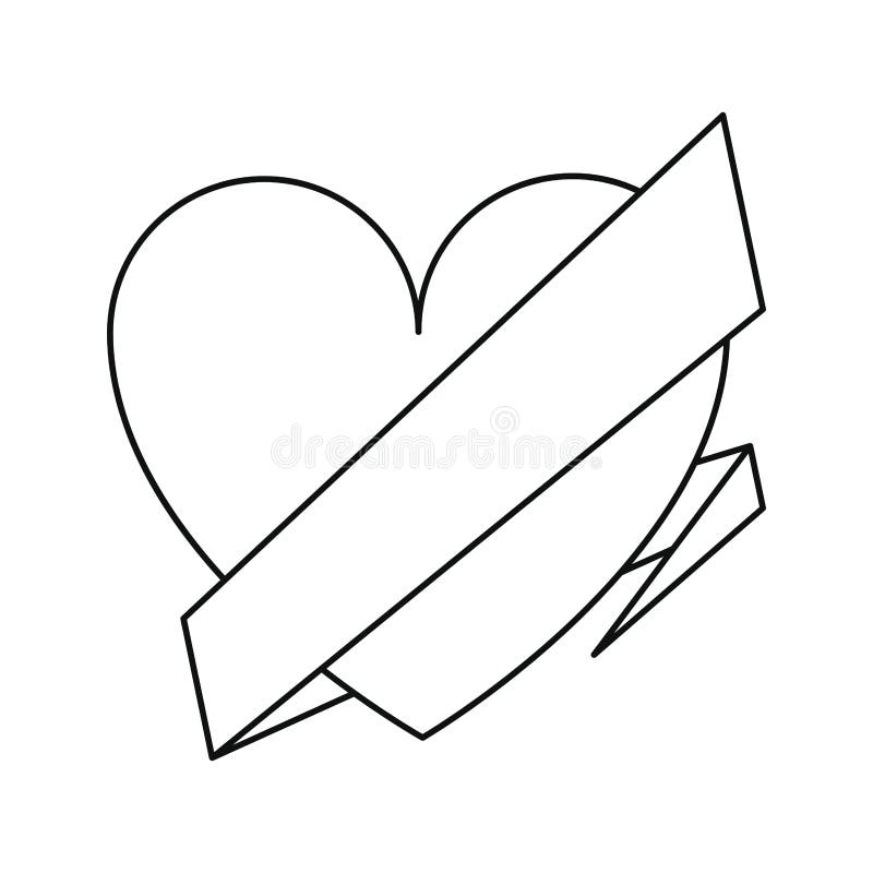 Love Heart Wrap Ribbon Celebration Romantic Line Stock Vector ...
