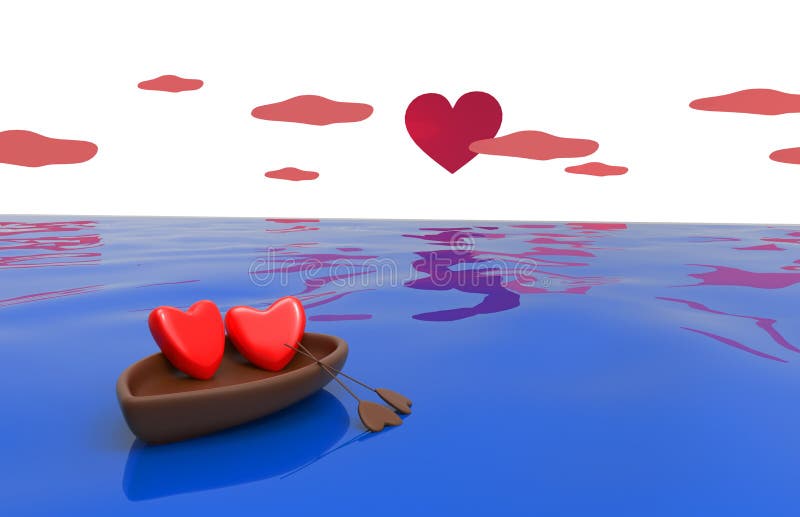 Love hearts in a boat stock illustration. Illustration of hearts - 51431219