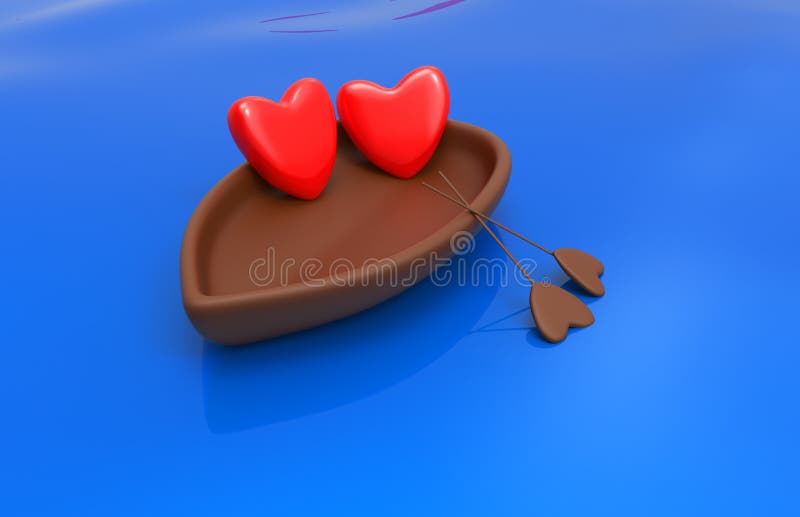 Love hearts in a boat stock illustration. Illustration of water - 51431238