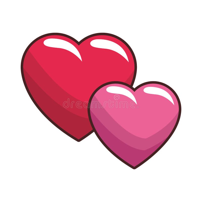 Two hearts cartoon stock vector. Illustration of beautiful - 133736805