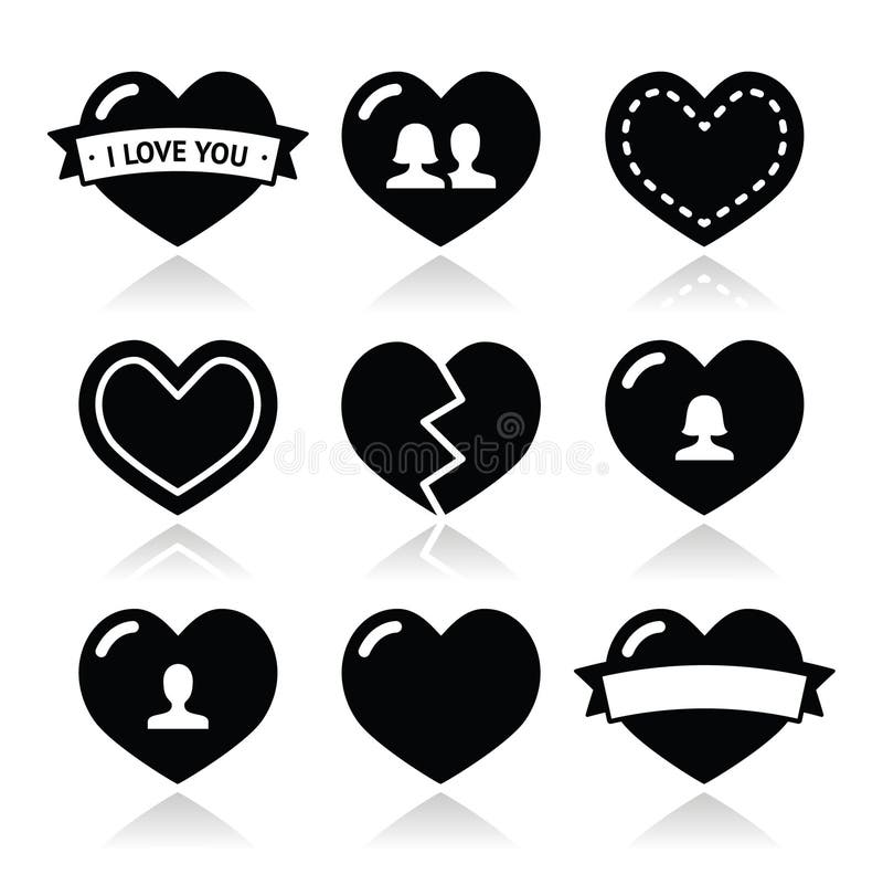 Love Hearts Icons Set for Valentines Day Stock Vector - Illustration of ...