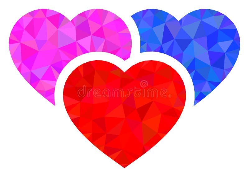 Love Hearts Triangle Lowpoly Flat Icon Stock Vector - Illustration of ...