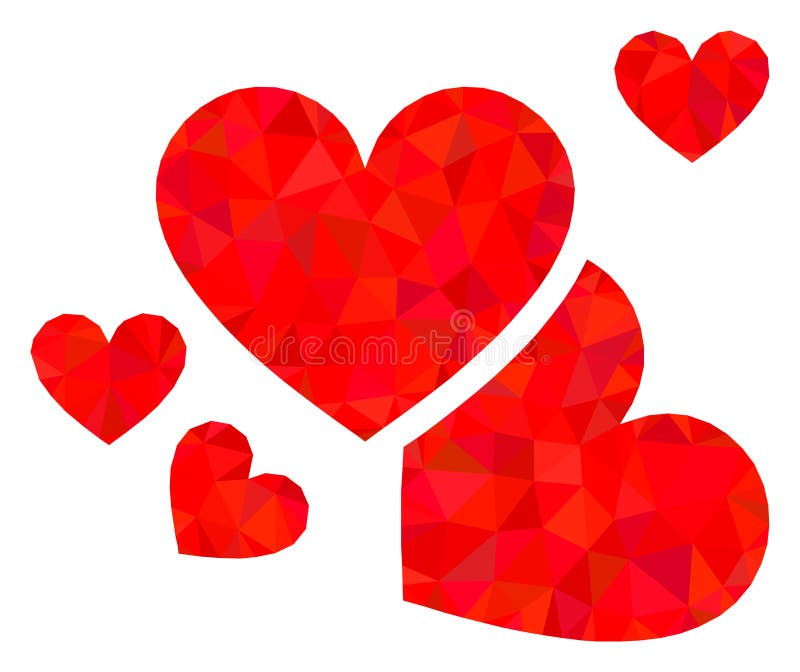 Love Hearts Triangle Lowpoly Flat Icon Stock Vector - Illustration of ...