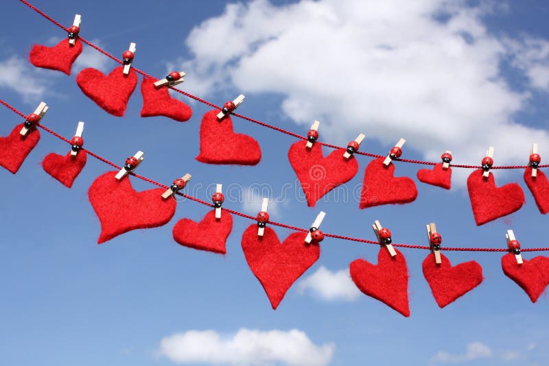 Love Hearts on Clothes Line Stock Image - Image of line, hung: 13753873