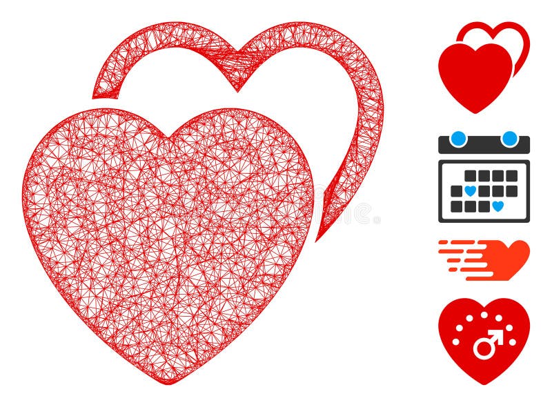 Love Hearts Web Vector Mesh Illustration Stock Illustration ...