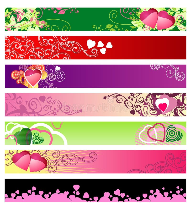 Love & Hearts Website Banners / Vector / Set #2 Stock Vector ...