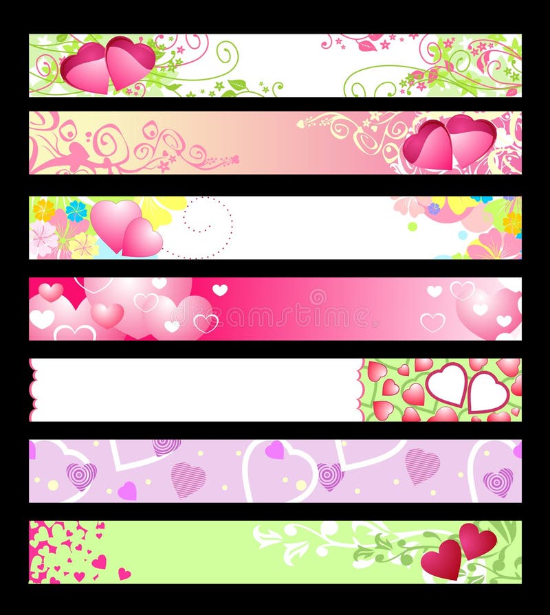 Love & Hearts Website Banners / Vector / Set #2 Stock Vector ...