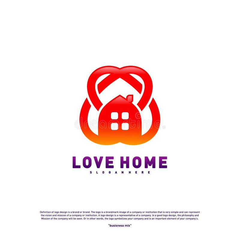 Love Home Logo Design Concept. Business Love House Logo Vector Template ...