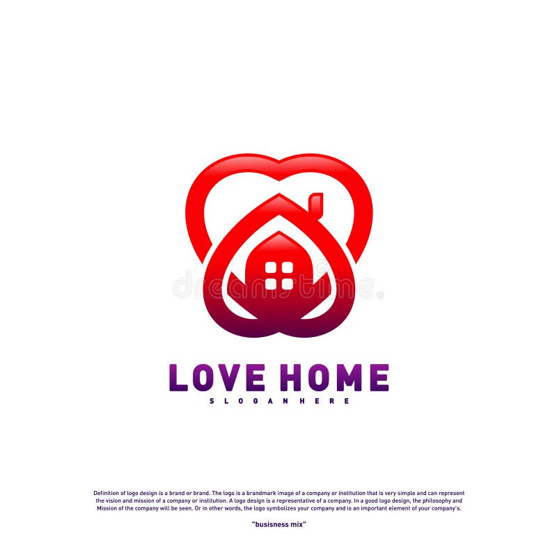 Love Home Logo Design Concept. Business Love House Logo Vector Template ...