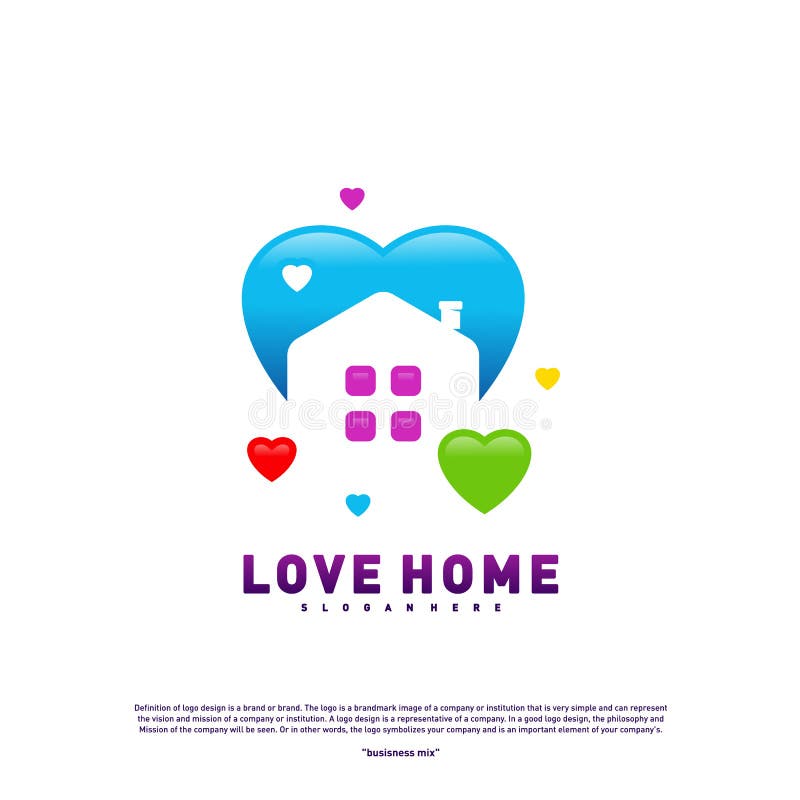 Love Home Logo Design Concept. Business Love House Logo Vector Template ...