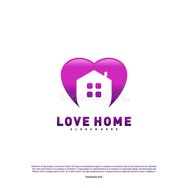 Love Home Logo Design Concept. Business Love House Logo Vector Template ...