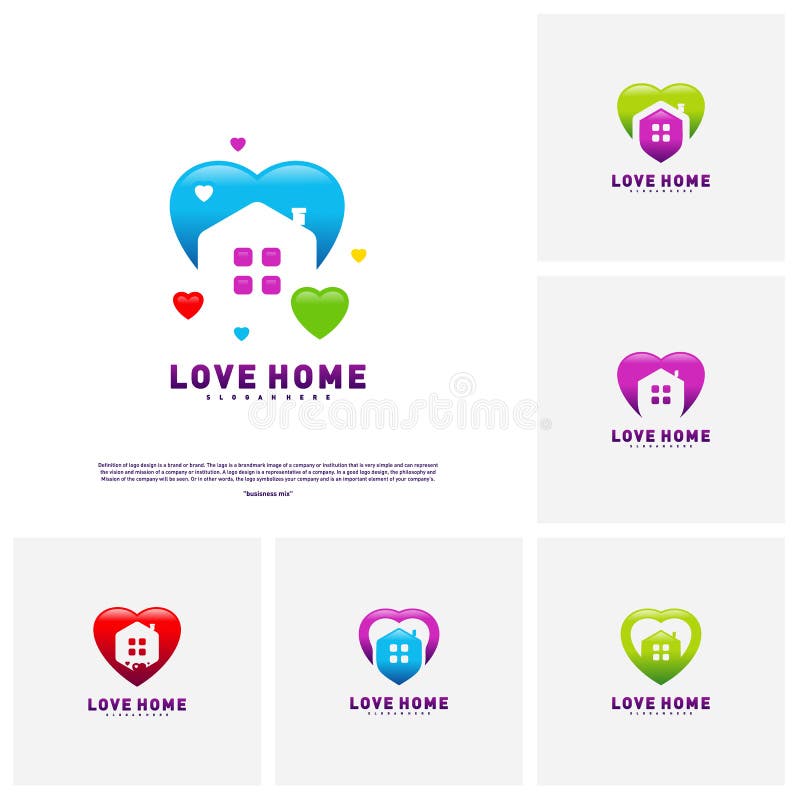 Love Home Logo Design Concept. Business Love House Logo Vector Template ...