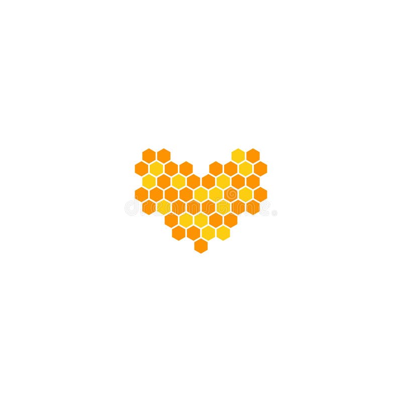 Love Honey, Bee Hive Shape Heart. Vector Logo Icon Template Stock ...