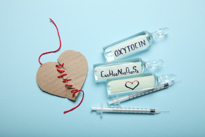Love Hormone, Biochemistry Oxytocin. Love and Broken Heart Stock Photo ...