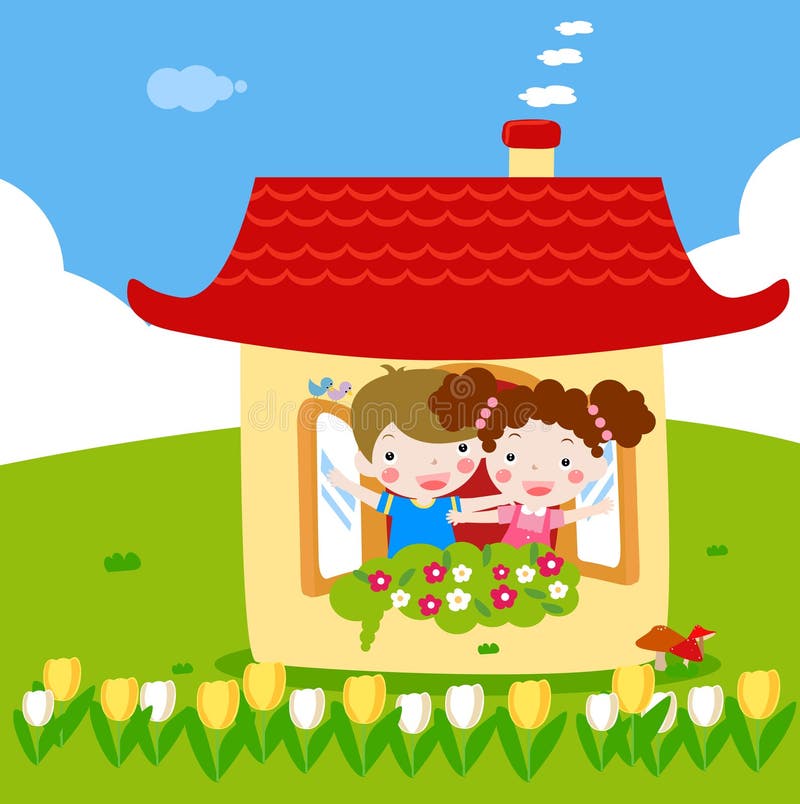 Cute house stock vector. Illustration of characters, kids - 13935741