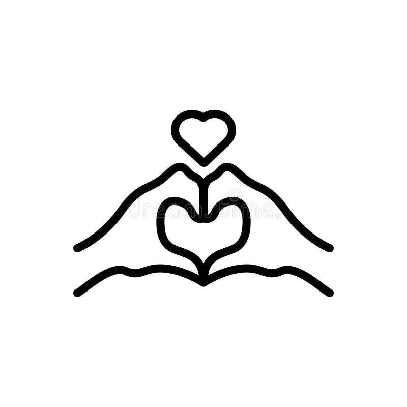 Black Line Icon for Love, Heart and Helpful Stock Vector - Illustration ...