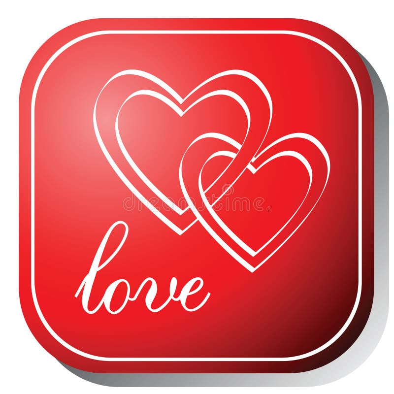 Love icon on a red button. stock vector. Illustration of sign - 18406064