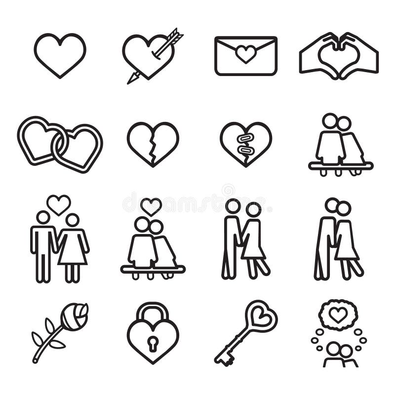 Love Icon Set. Vector Eps10. Stock Vector - Illustration of balloon ...
