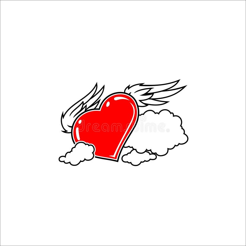 Love Icon with Wings Passing through the Clouds Stock Vector ...
