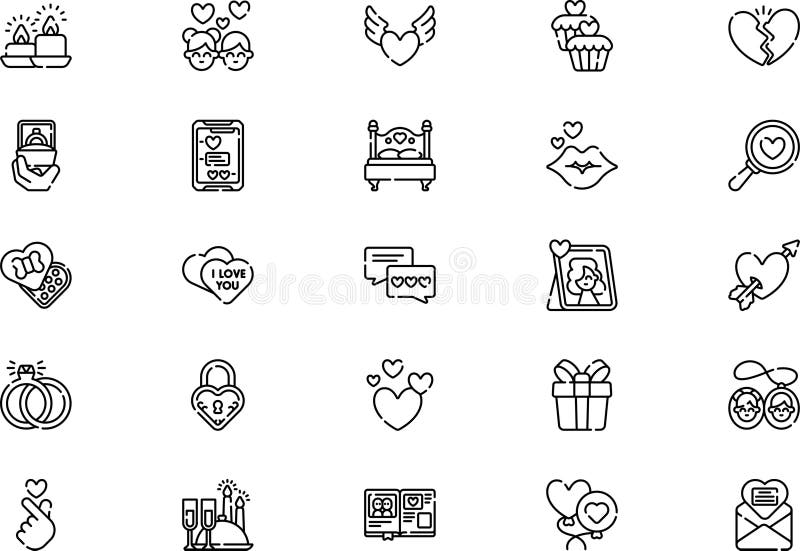 Love Icons Collection is a Vector Illustration with Editable Stroke ...