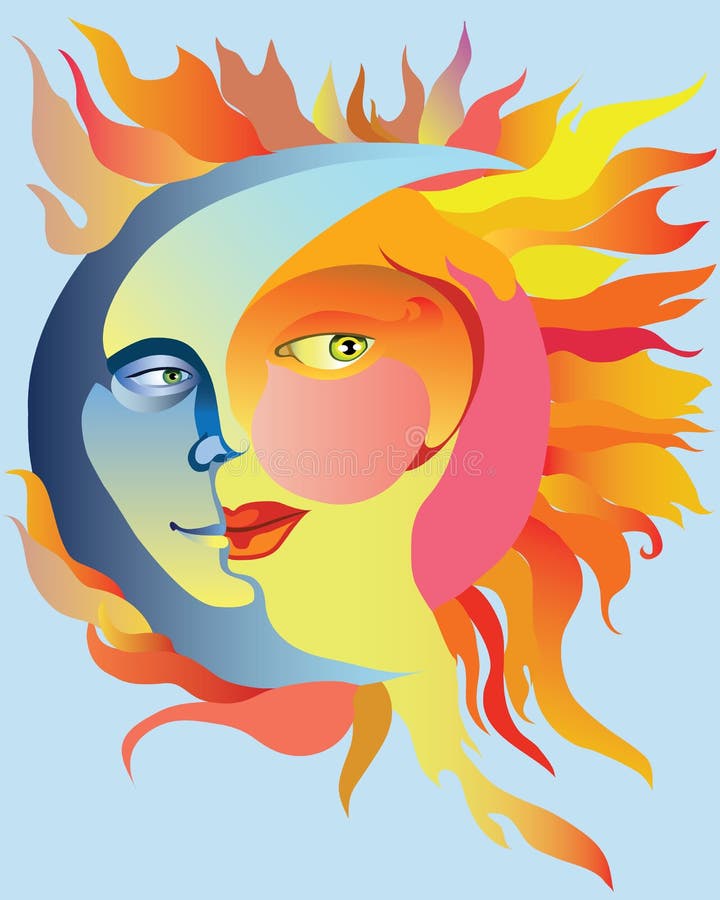 Kiss sun and moon stock vector. Illustration of religion - 28398949