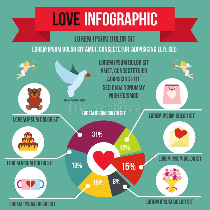 Love Infographic, Flat Style Stock Vector - Illustration of graphs ...