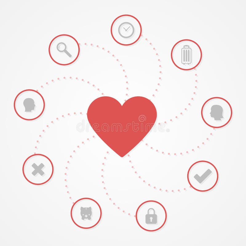 Love Infographics. Heart Shape. Data Visualization. Flat Design, Vector ...