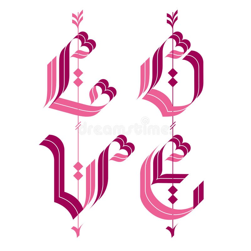Love Initial Cap Typography. Gothic Lettering. Creative Love Logotype ...