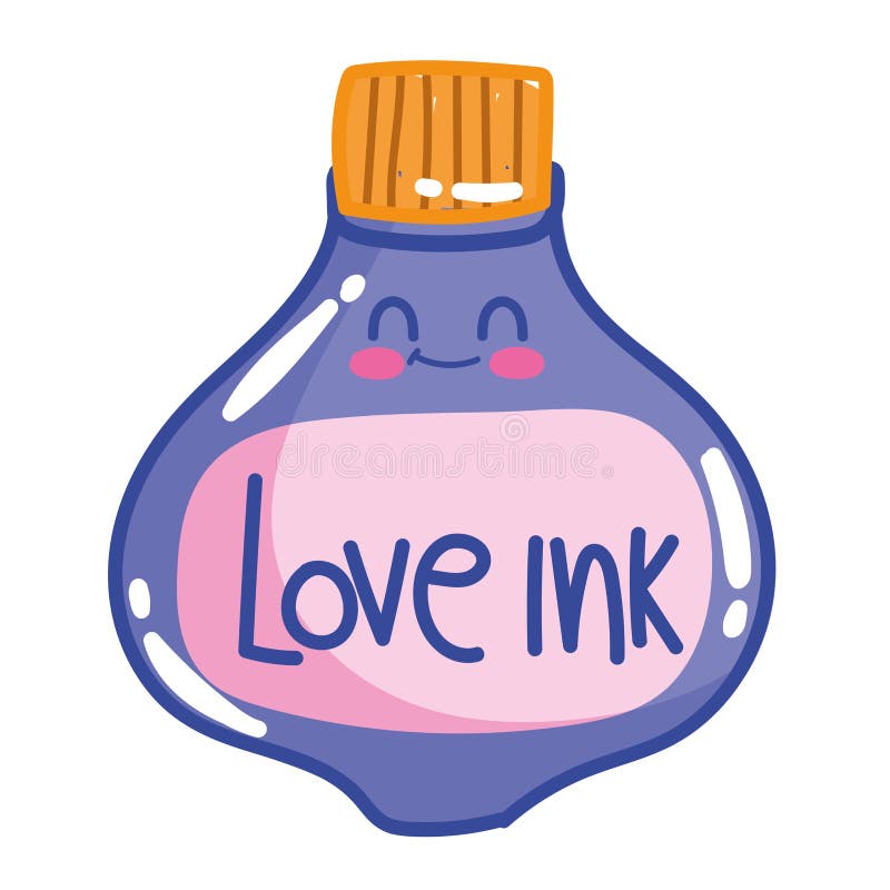 Love Ink Bottle Romantic in Cartoon Style Design Stock Vector ...