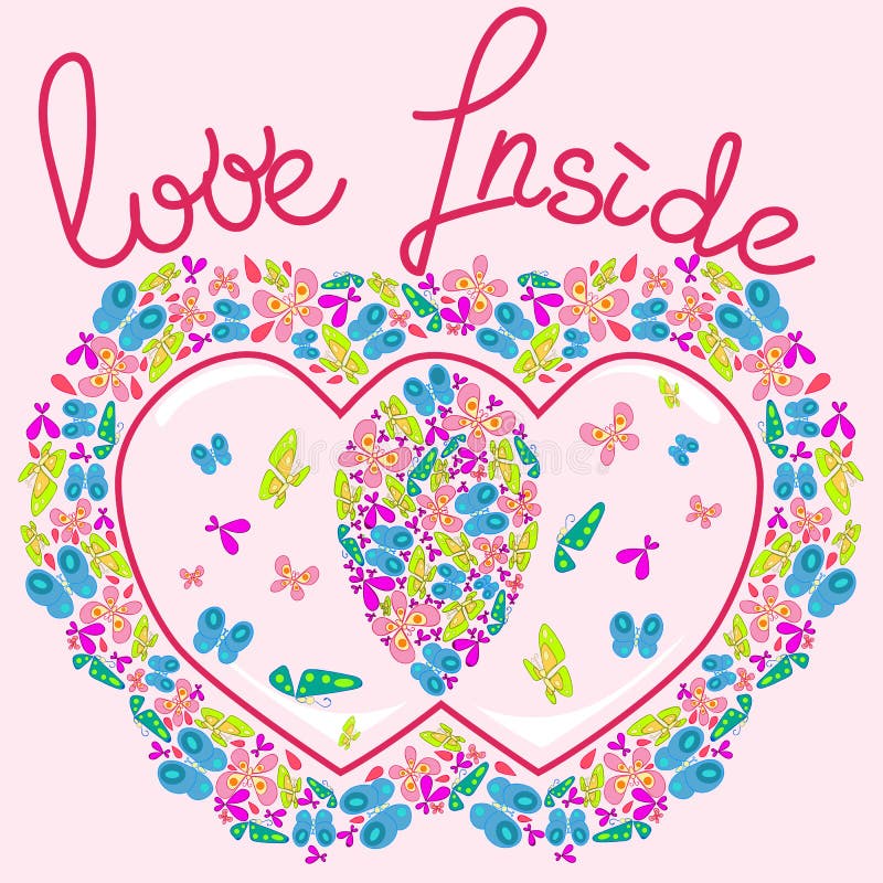 Love Inside Hearts stock vector. Illustration of fabric - 98986911