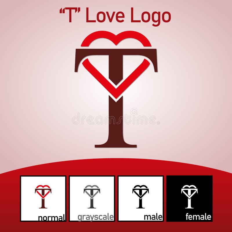 Love Inspired Letter T Logo Stock Vector - Illustration of graphic ...