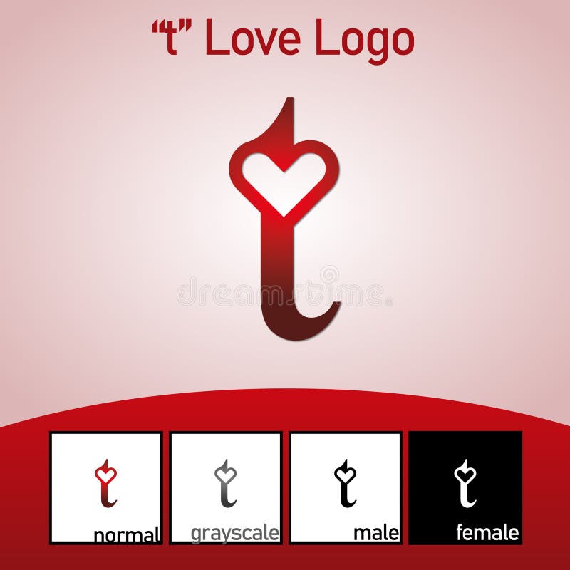 Love Inspired Letter T Logo Stock Vector - Illustration of font, brand: 364946592