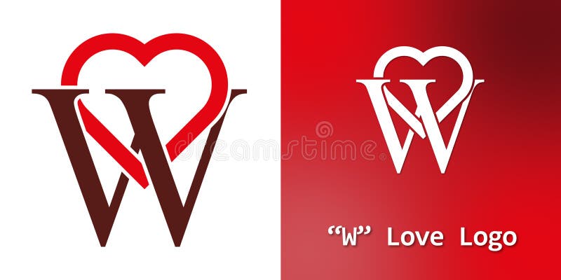 Love Inspired Letter W Logo Stock Vector - Illustration of love, symbol ...