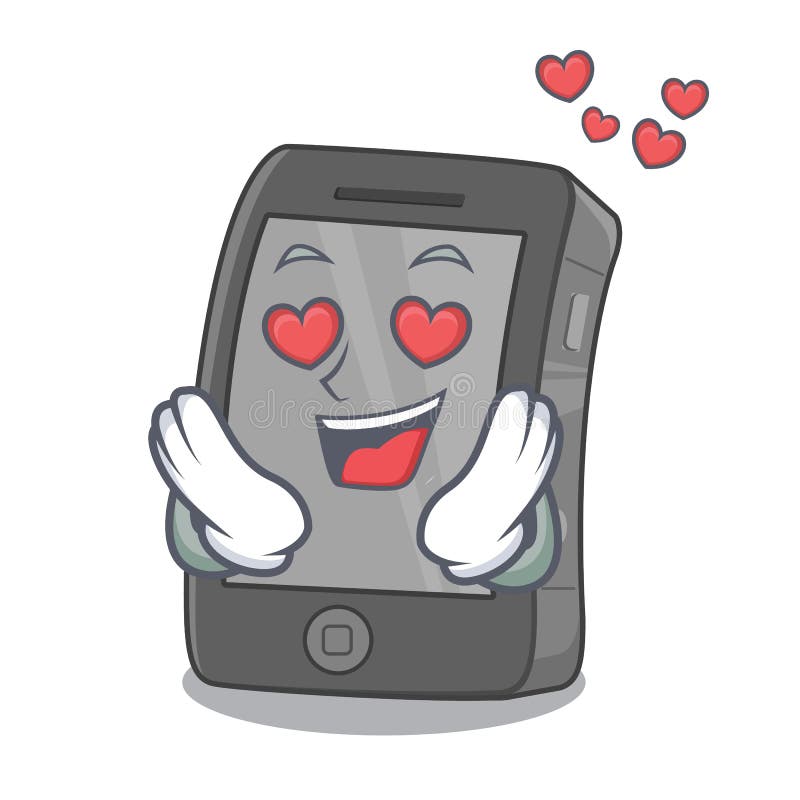 In Love Ipad on a Wooden Cartoon Table Stock Vector - Illustration of ...