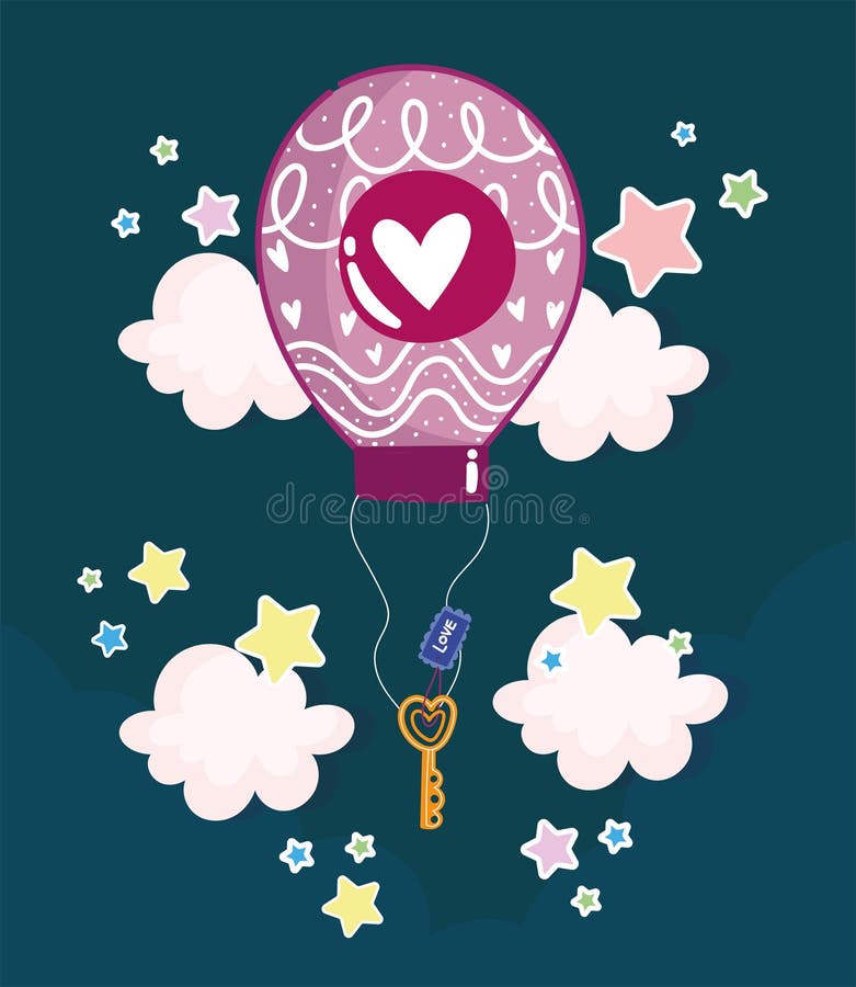 Love key and balloon stock vector. Illustration of heart - 224108387