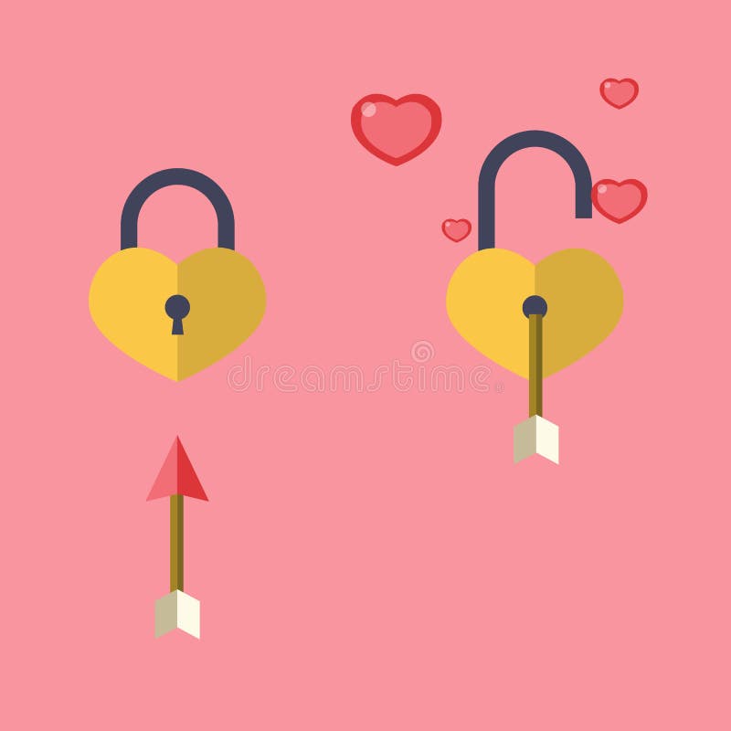 Love Key Lock - unlock - stock illustration. Illustration of love ...
