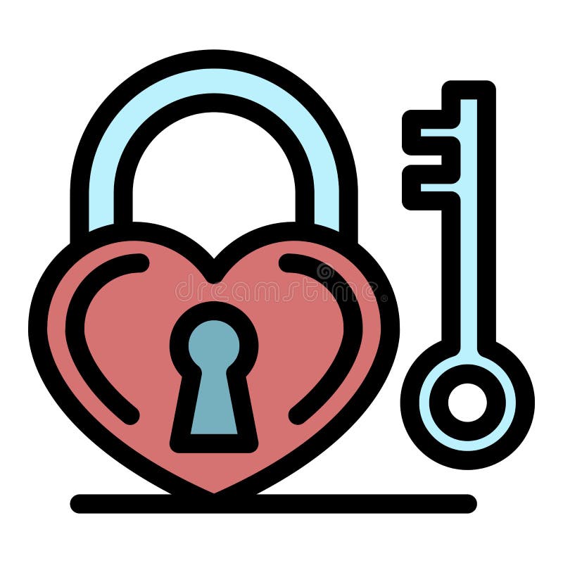 Love Key Padlock Icon Color Outline Vector Stock Vector - Illustration ...