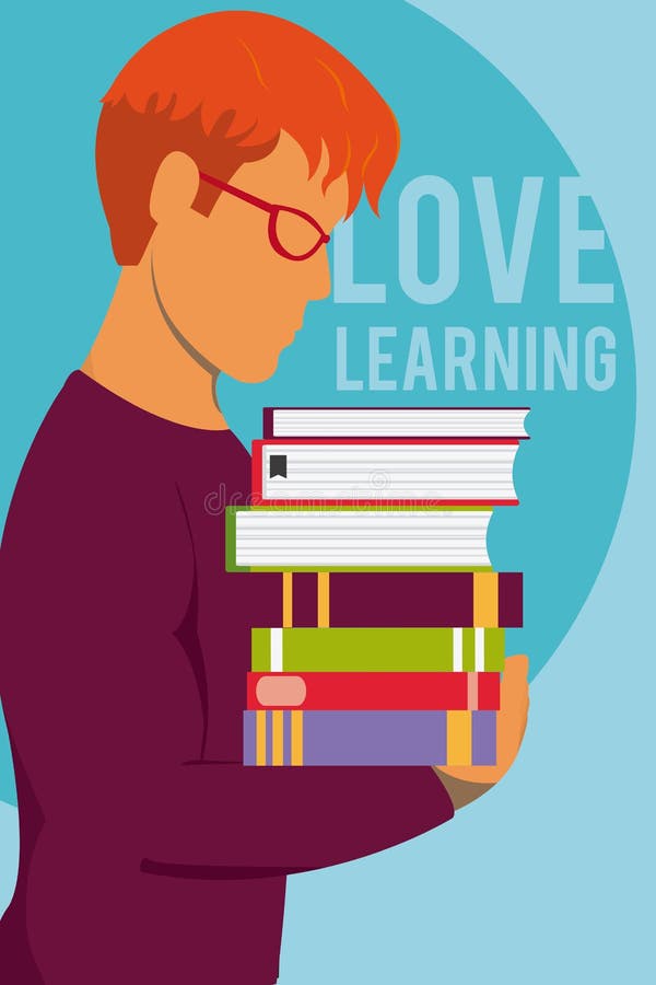 Love Learning Cartoon Design Stock Vector - Illustration of university ...