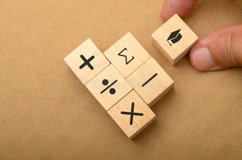 Love for Learning Math: Wooden Blocks with Symbols and Graduation Cap ...