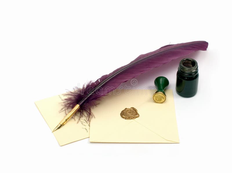 Letter, Quill, Inkwell & Diary Stock Image - Image of letter ...