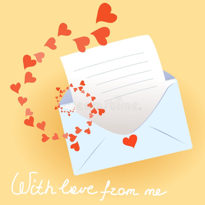 Love Letter with Envelope and Hearts Stock Vector - Illustration of ...